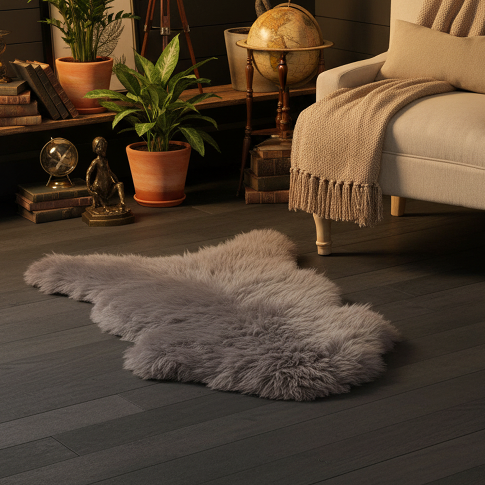 Luxury Thick Sheepskin Grey Rug - Super Soft Sheepskin Rug - 100% ...